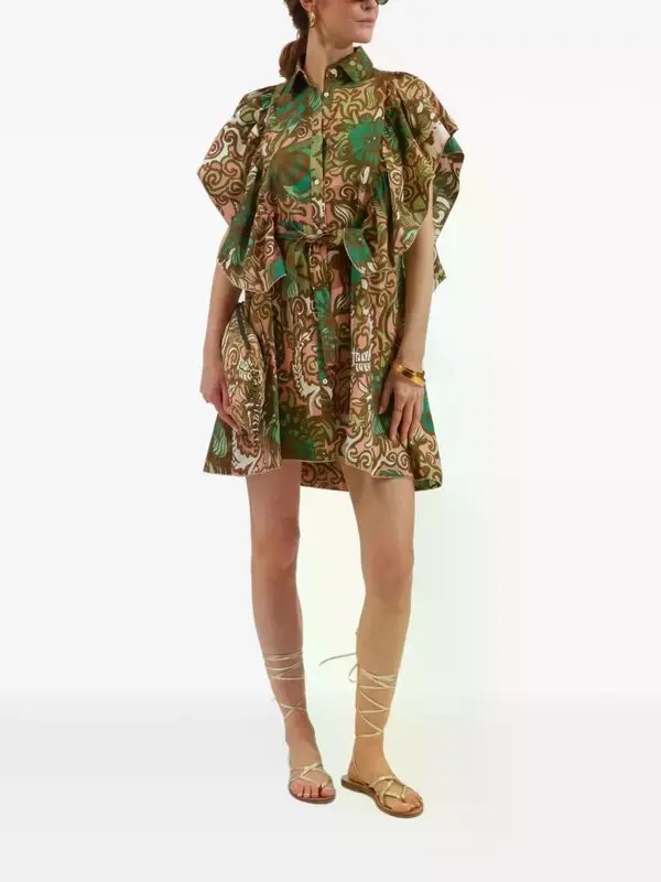 La DoubleJ Scooter Ruffled Cotton Mini Dress - Neutrals