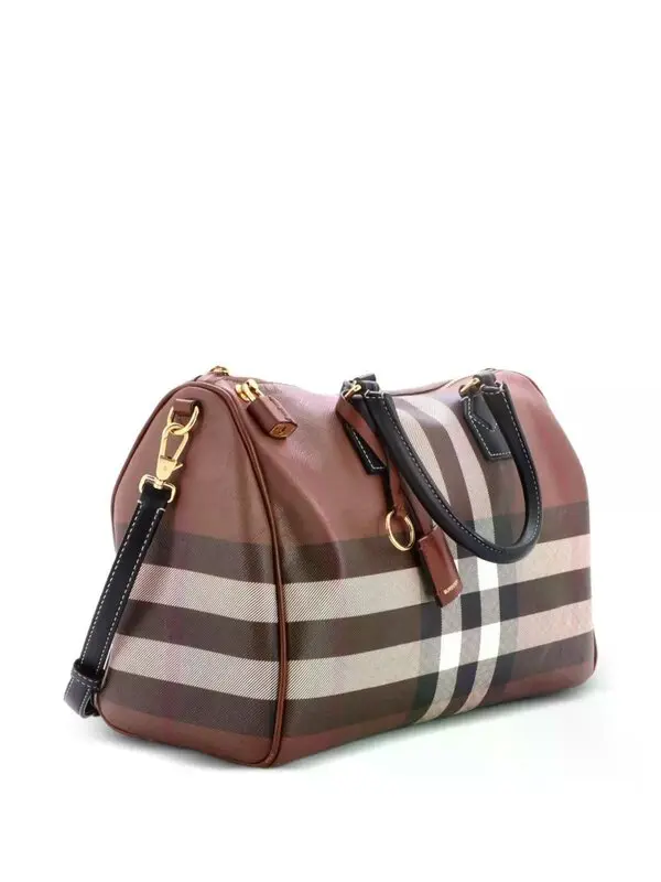 Burberry Bowling Bag Check E-canvas Medium Shoulder Bag - Brown