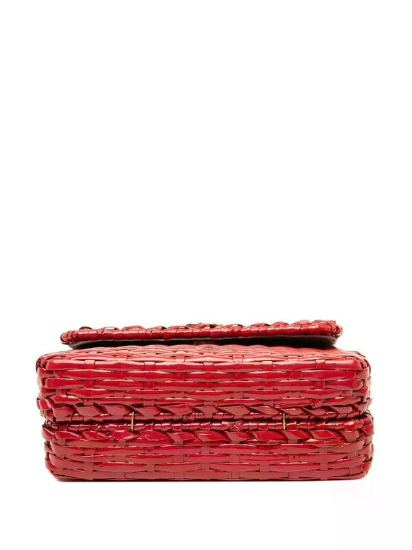 Gucci 2016-2026 Mini Gg Marmont Glazed Wicker Flap Crossbody Bag