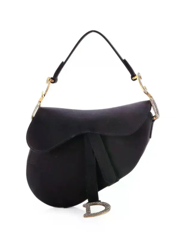 Dior Saddle Handbag Satin With Crystals Mini Shoulder Bag