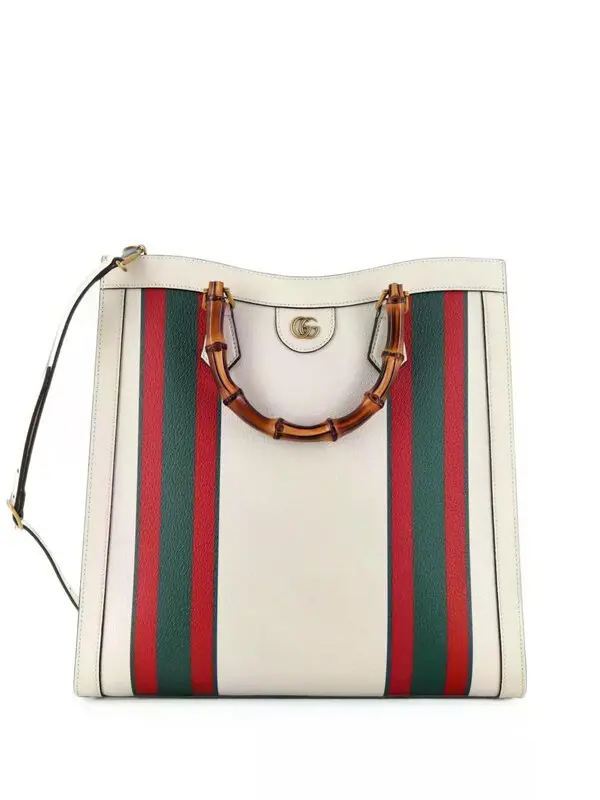 Gucci Diana Nm Bamboo Handle Printed Leather Large Tote Bag - Neutrals