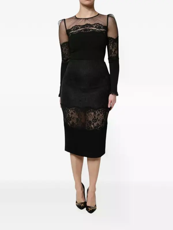Dolce & Gabbana Lace-trim Midi Dress - Black