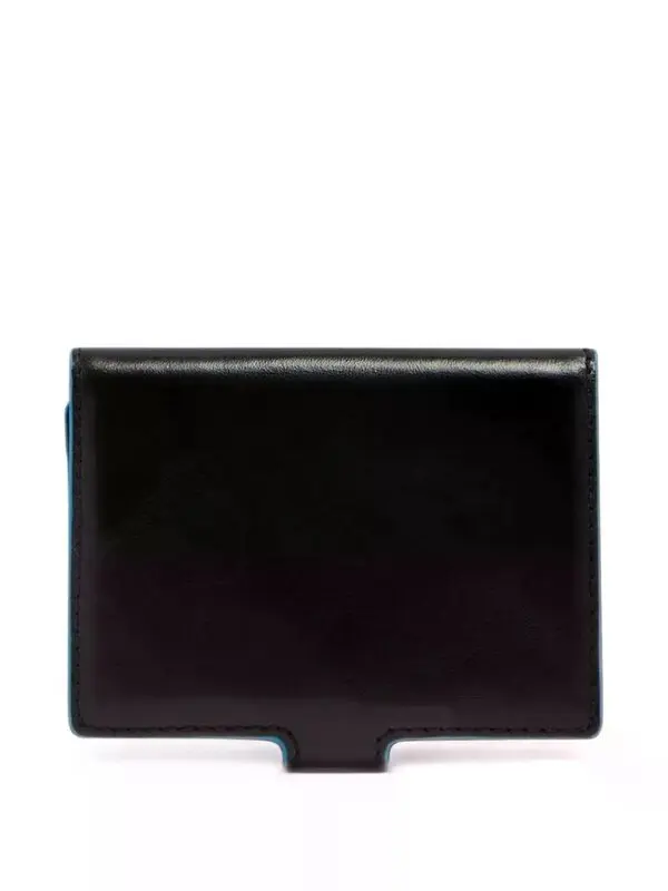 PIQUADRO Blue Square Logo-debossed Leather Cardholder