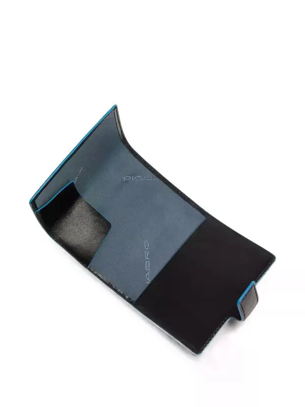 PIQUADRO Blue Square Logo-debossed Leather Cardholder