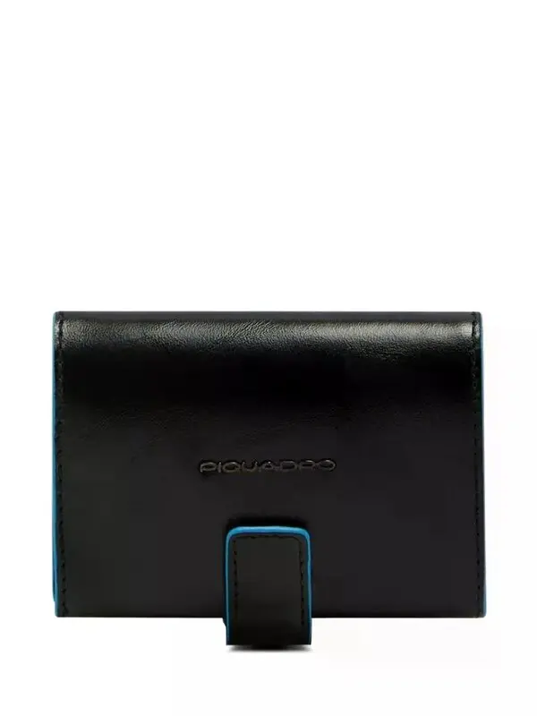PIQUADRO Blue Square Logo-debossed Leather Cardholder - Black