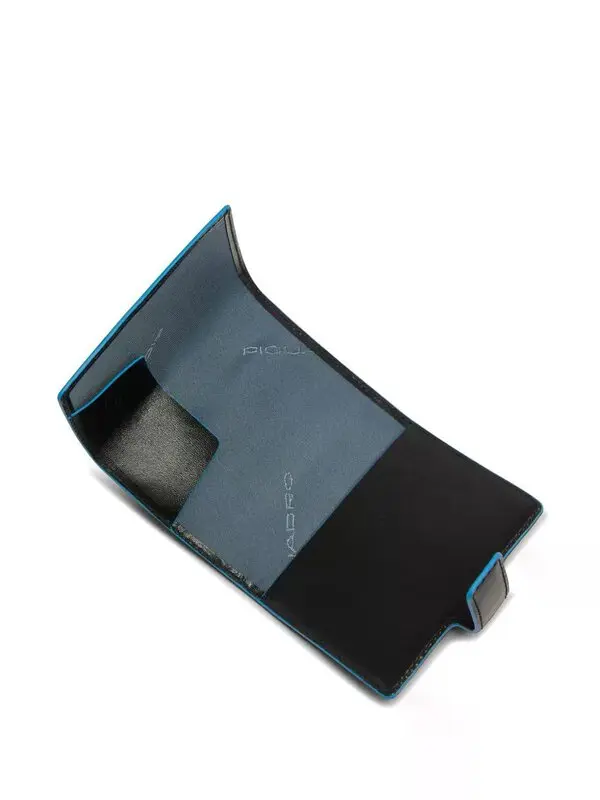 PIQUADRO Blue Square Logo-debossed Leather Cardholder