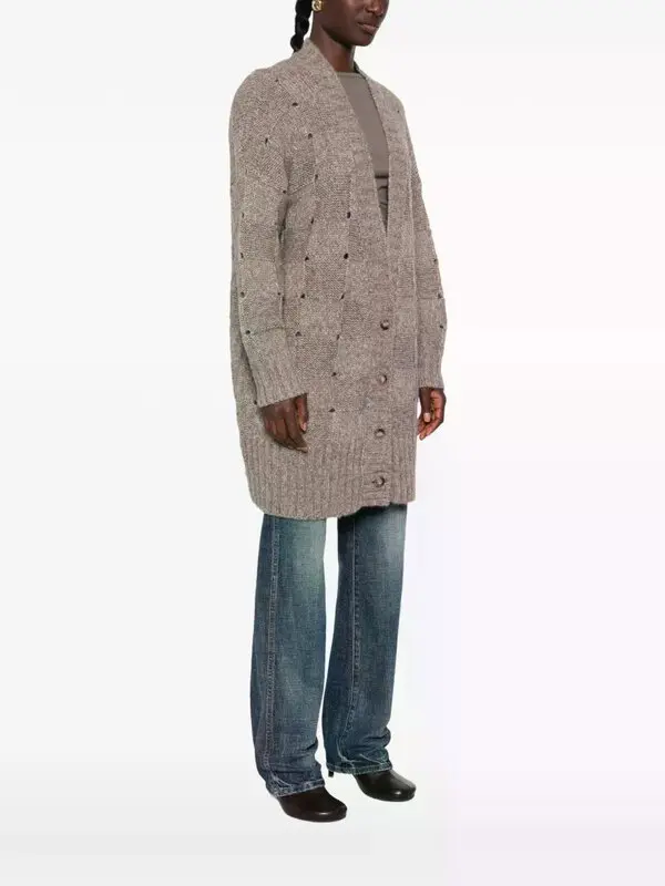 ELY ELY Check-knit Cardigan