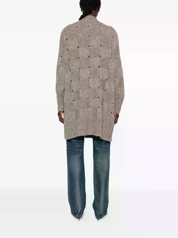 ELY ELY Check-knit Cardigan