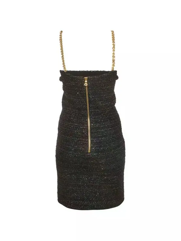 Balmain Tweed Chain-strap Mini Dress