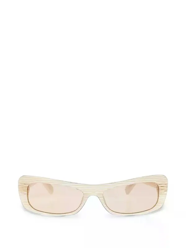 Jacquemus Ribbed Rectangle-frame Sunglasses - Neutrals