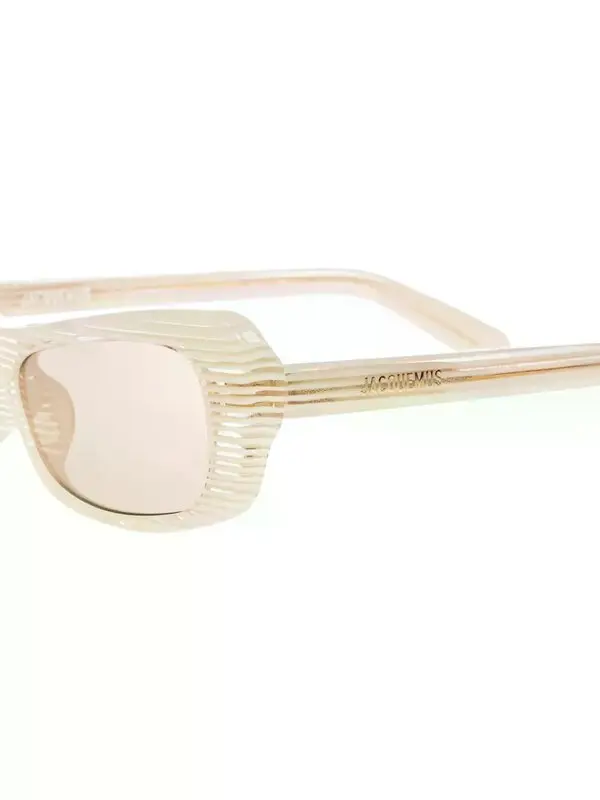 Jacquemus Ribbed Rectangle-frame Sunglasses - Neutrals