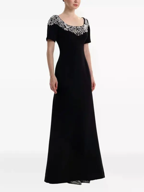 DINA MELWANI Floral-embroidered Scoop-neck Maxi Dress