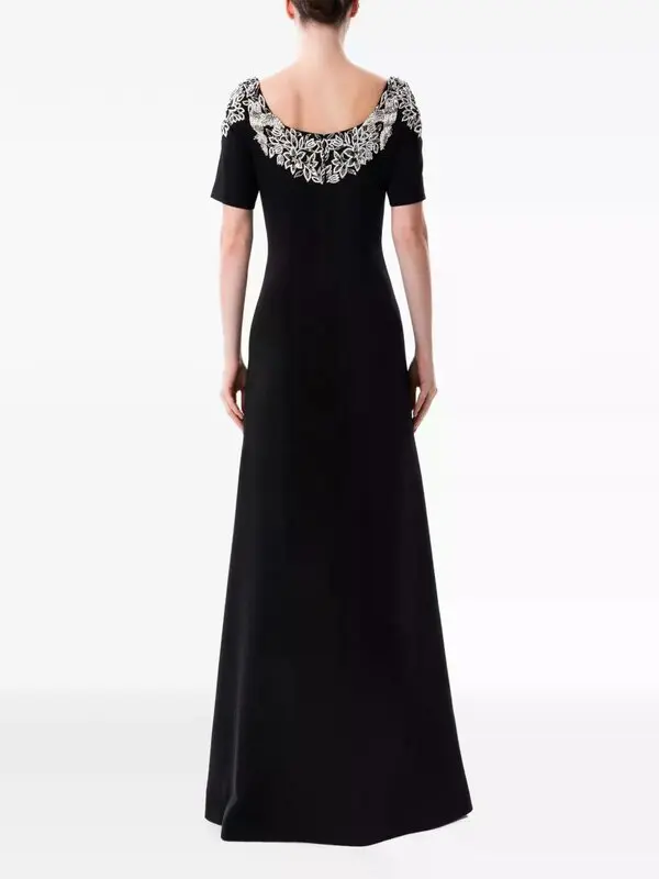 DINA MELWANI Floral-embroidered Scoop-neck Maxi Dress