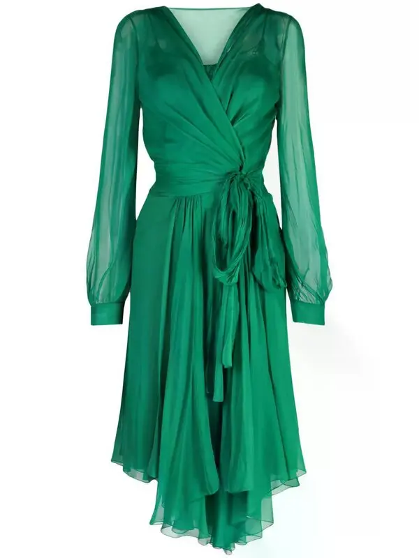 Alberta Ferretti Asymmetric Silk Wrap Dress