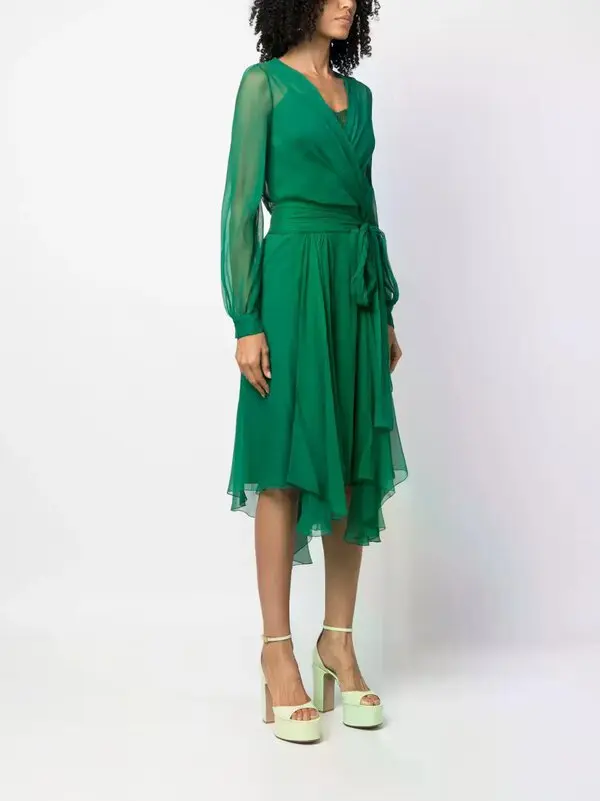 Alberta Ferretti Asymmetric Silk Wrap Dress