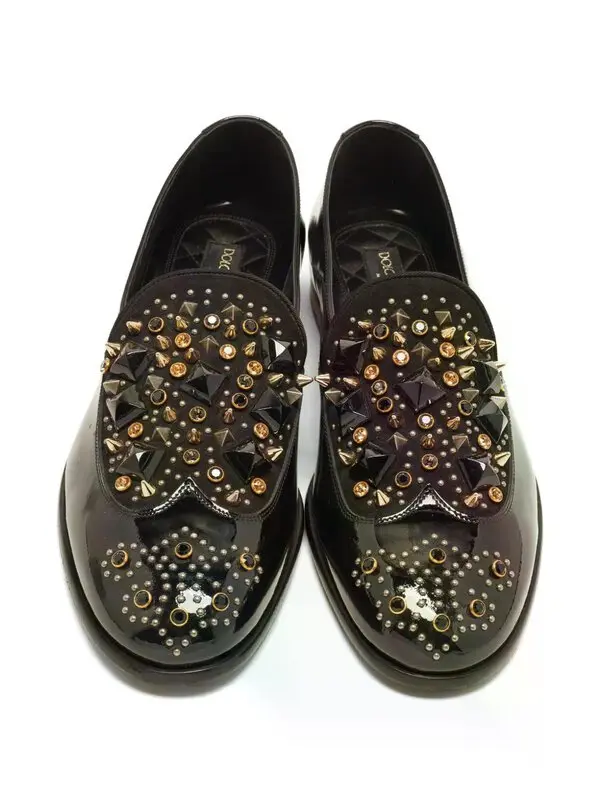 Dolce & Gabbana Studded Patent Leather Loafers