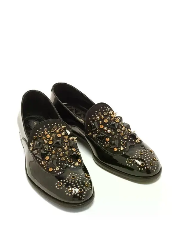 Dolce & Gabbana Studded Patent Leather Loafers