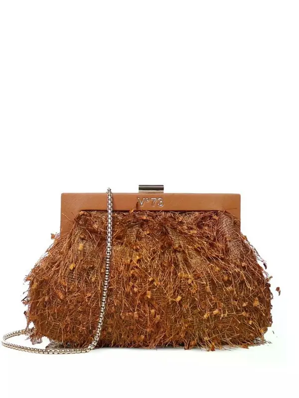 V°73 Feather-effect Clutch Bag - Brown