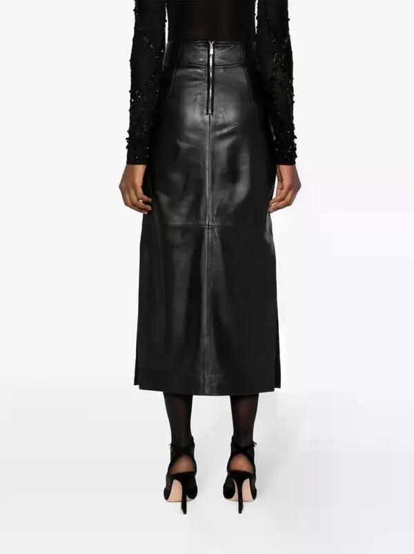 Alberta Ferretti High-waist Leather Midi Skirt