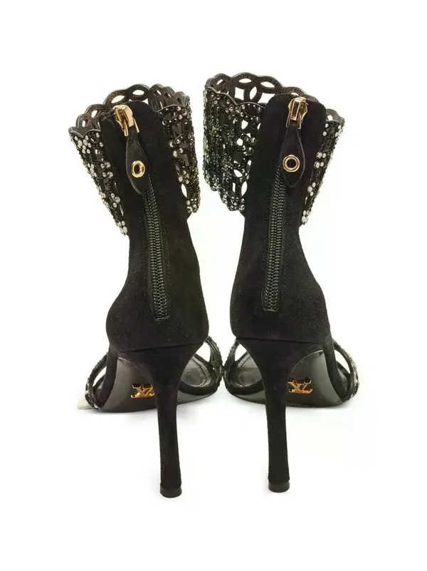 LOUIS VUITTON Crystal-embellished Laser-cut Sandals - Black