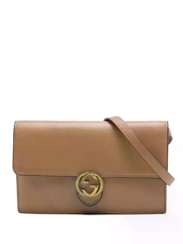 Gucci 2000-2015 Calfskin Interlocking G Wallet On Chain Crossbody Bag - Neutrals