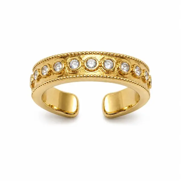 AUROZIA Gold / White Lotus Within Gold Vermeil Starlight Dew Adjustable Open Ring - Gold/white
