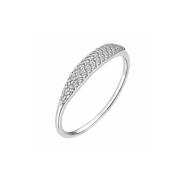 SPERO LONDON Pavé Sterling Slim Ring - Silver