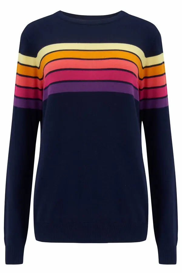 SUGARHILL BRIGHTON Rita Jumper Navy, Retro Stripes