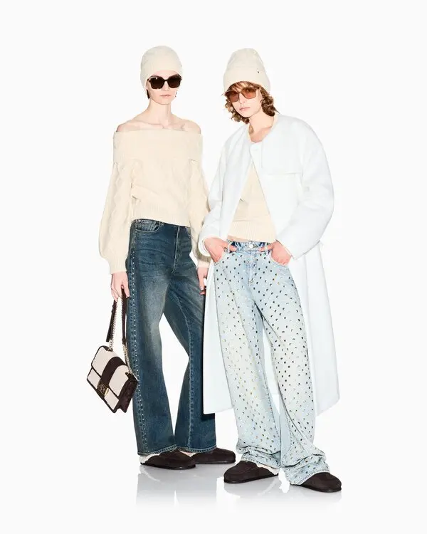 Armani Exchange Oversized Fit 5 Pockets Denim Pant With Embellishment