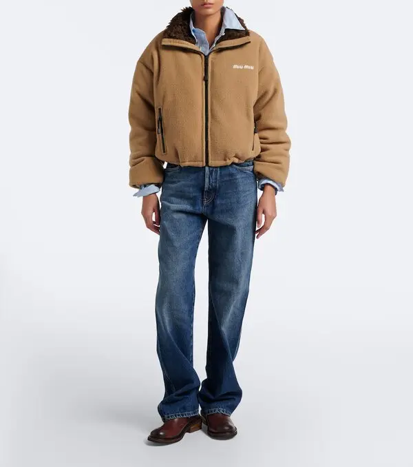 Miu Miu Logo Fleece Down Jacket