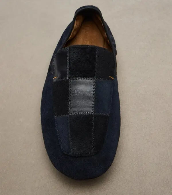 Khaite Zoe Patchwork Suede And Leather Slip-on Shoes