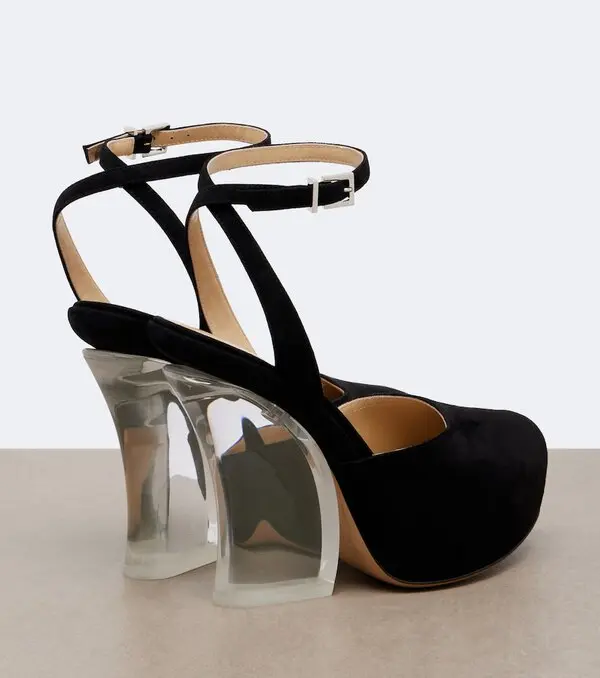 Fendi Suede Platform Peep-toe Pumps