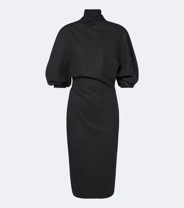 Khaite Harlin Wool And Cashmere Midi Dress - Black