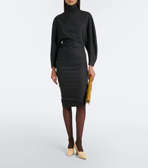 Khaite Harlin Wool And Cashmere Midi Dress