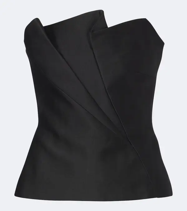 Roland Mouret Pleated Taffeta Corset Top