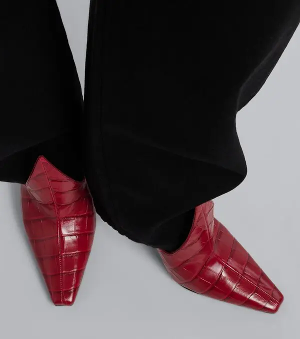 Alaïa Croc-effect Leather Mules