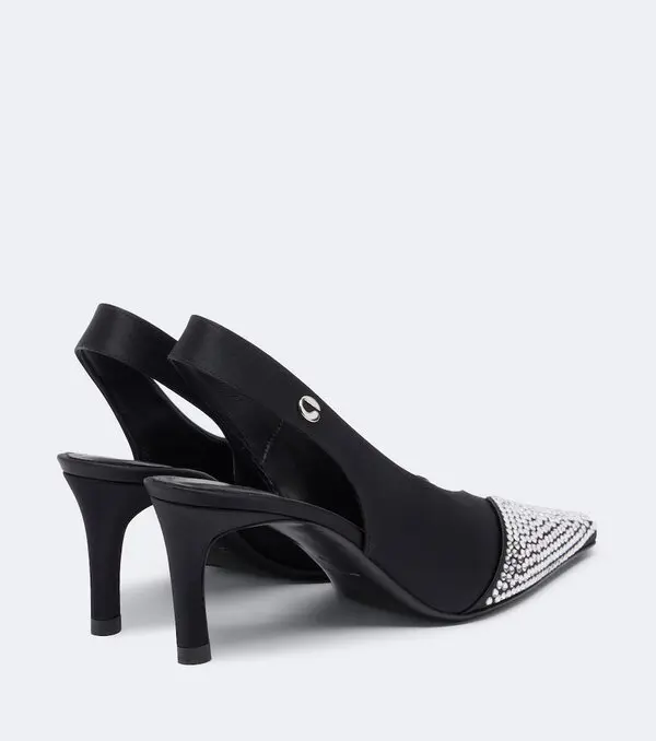 Coperni Crystal-embellished Satin Slingback Pumps