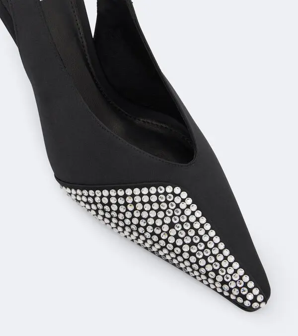Coperni Crystal-embellished Satin Slingback Pumps
