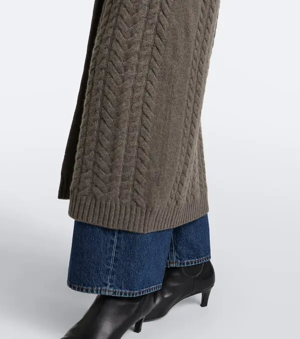 Arch4 Bond Street Cable-knit Cashmere Long Cardigan - Brown