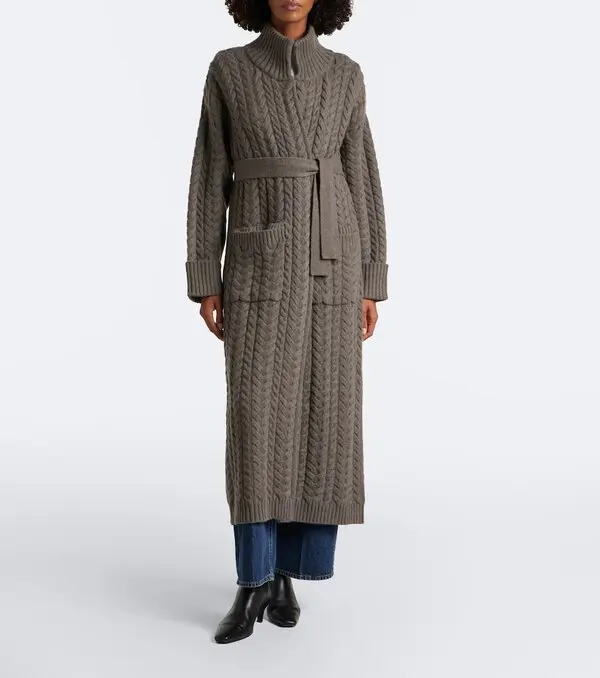 Arch4 Bond Street Cable-knit Cashmere Long Cardigan - Brown