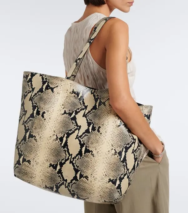 TOTEME Roam Large Snake-effect Leather Tote Bag