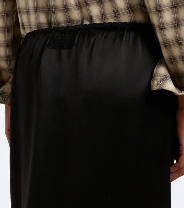 GANNI Lace-trimmed Ruffled Satin Miniskirt