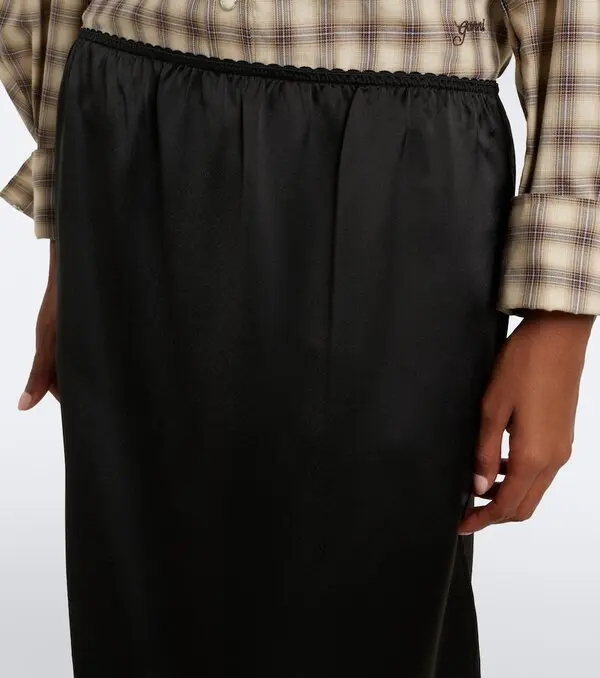GANNI Lace-trimmed Ruffled Satin Miniskirt