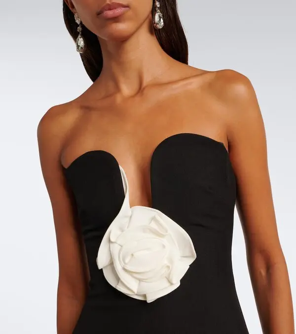 Roland Mouret Floral-applique Crepe Bustier Gown
