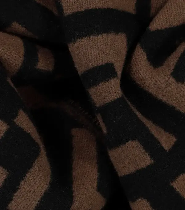 Fendi Ff Intarsia Cashmere Scarf - Brown