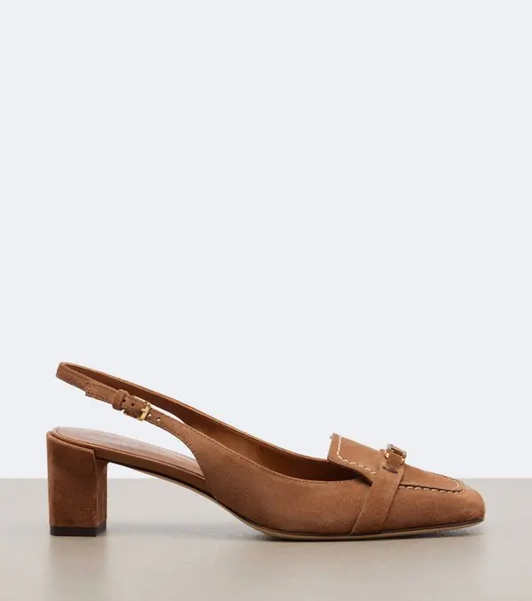 TOD'S T Timeless Suede Slingback Pumps