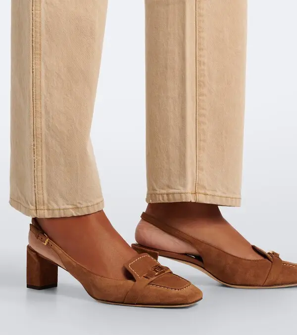 TOD'S T Timeless Suede Slingback Pumps
