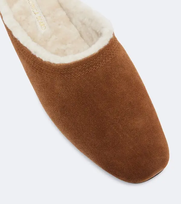 Veronica Beard Narcisa Shearling-lined Suede Mules