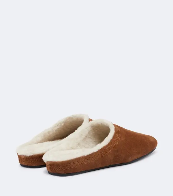 Veronica Beard Narcisa Shearling-lined Suede Mules