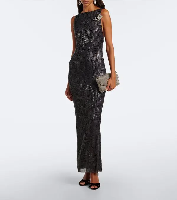 Roland Mouret Embellished Mesh Gown